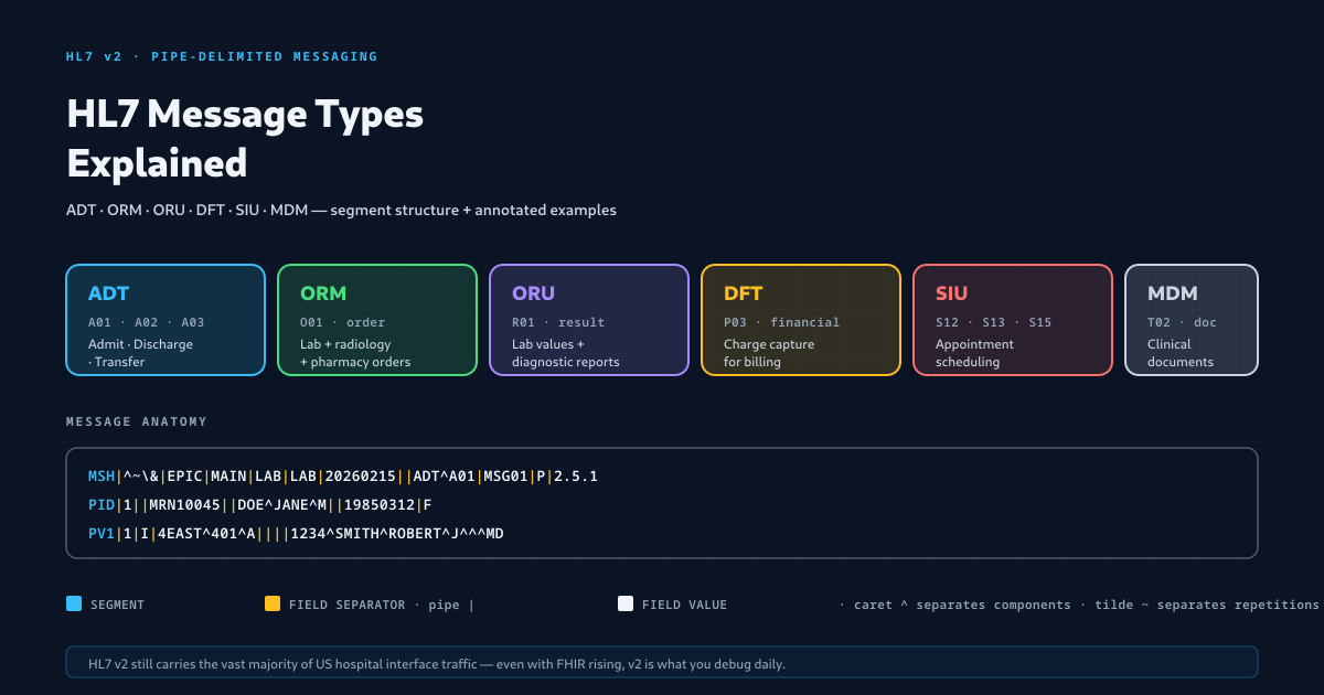 HL7 v2 Message Types: ADT, ORM, ORU, DFT, SIU, MDM — Saga IT